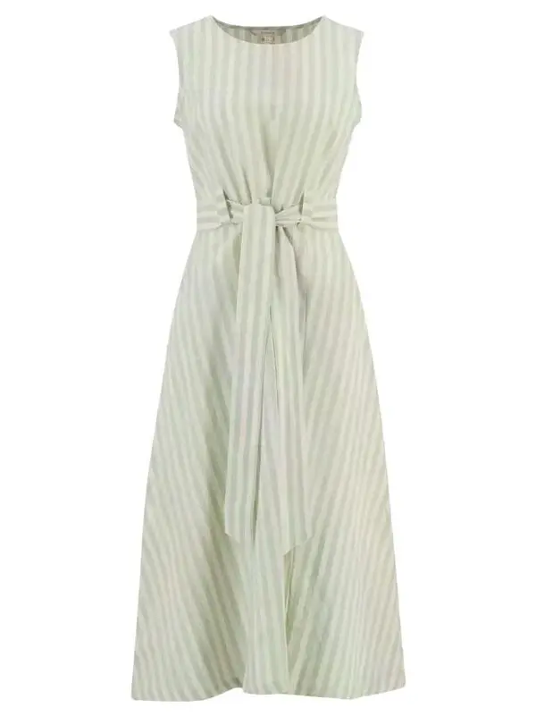 Barbour Striped Belted A-line Dress - Green