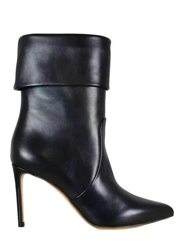 FRANCESCO RUSSO Foldover Edge Pointed Toe Ankle Boots - Black
