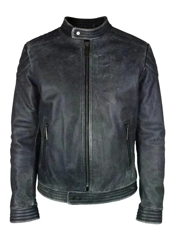 Philipp Plein Biker Jacket With Stitching - Grey