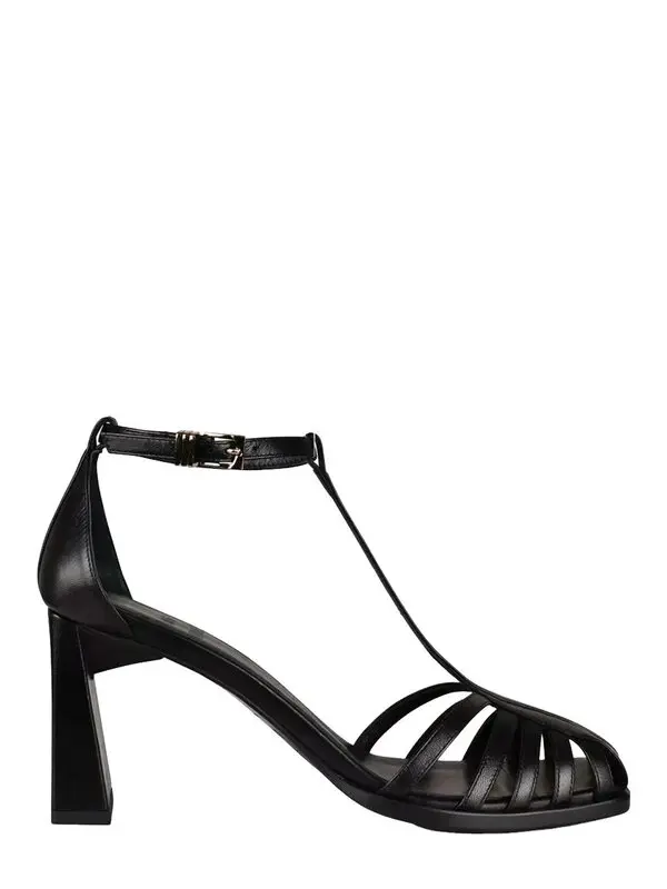 ANEST COLLECTIVE Leather Ankle Strap Sandals - Black