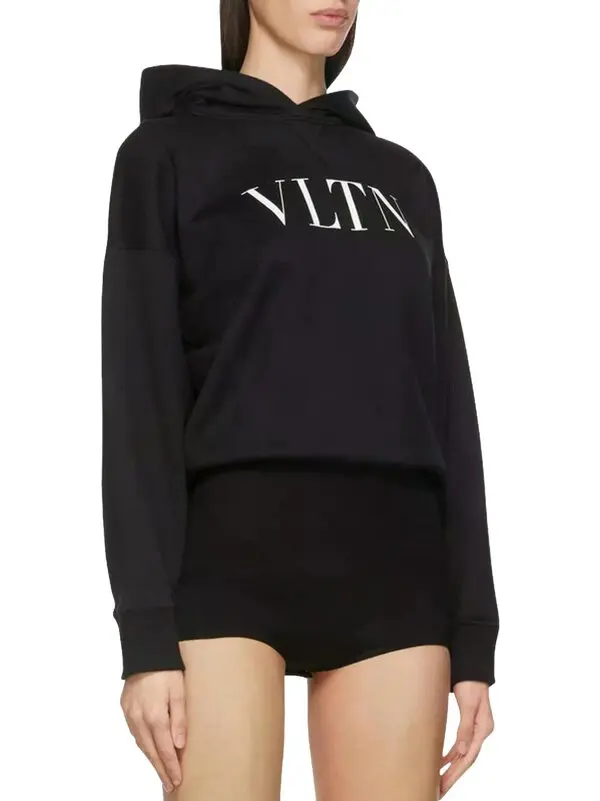 Valentino Garavani Long Sleeve Hooded Bodysuit - Black