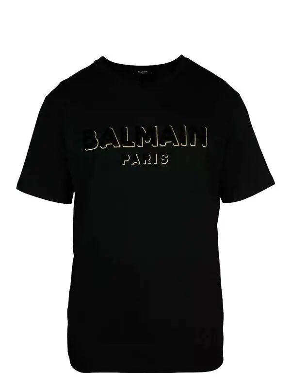 Balmain Oversized Textured Logo T-shirt - Black