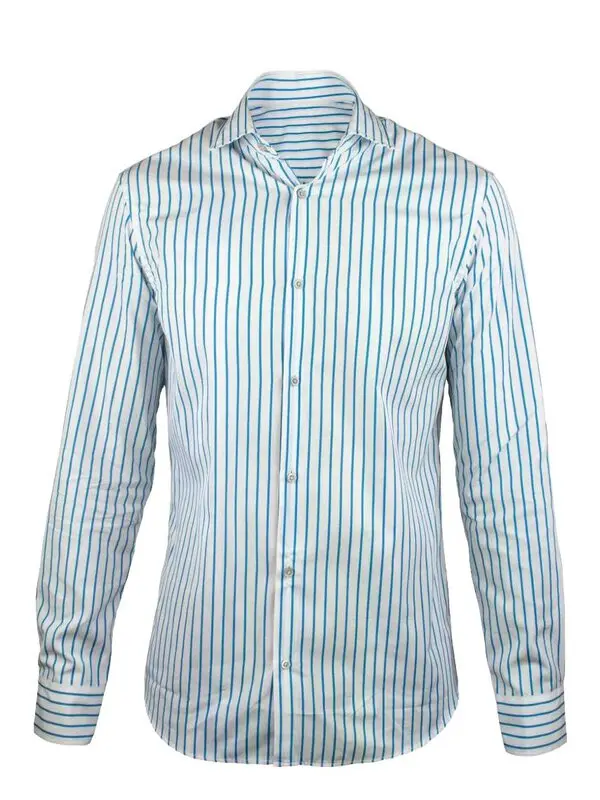 MOORER Striped Buttoned Shirt - White