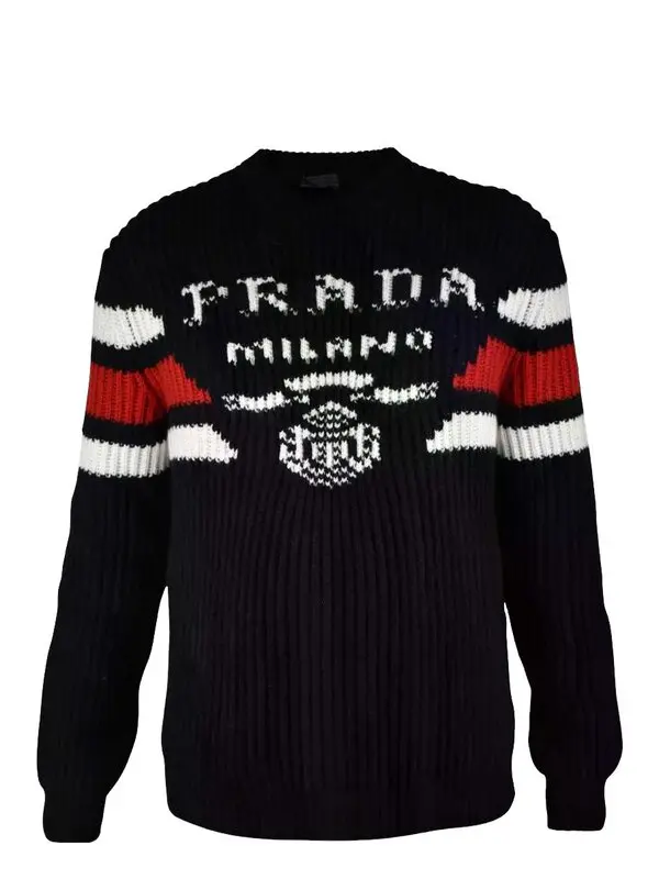 Prada Logo Crew Neck Sweater - Blue