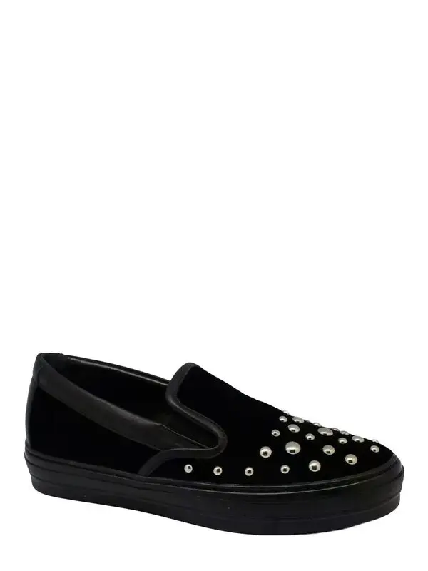 FERRAGAMO Stud-embellished Velvet Loafers - Black
