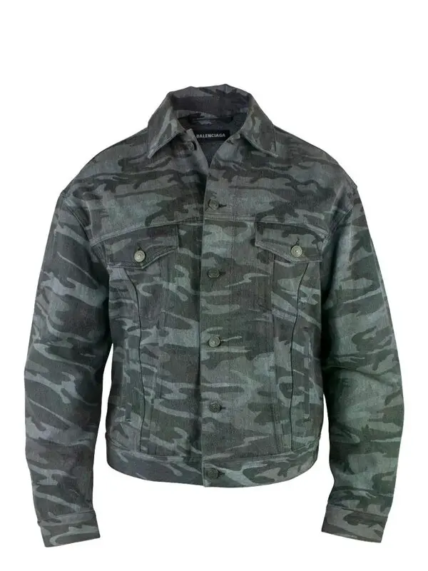 Balenciaga Camouflage Denim Jacket - Grey