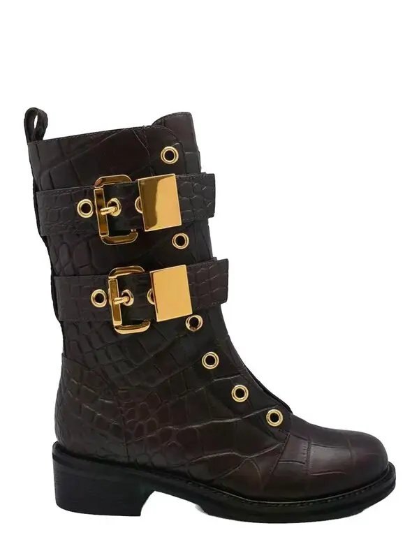 GIUSEPPE ZANOTTI Buckle Embellishment Boots - Brown