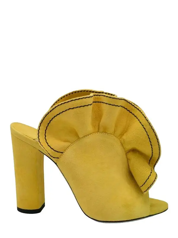 JIMMY CHOO Haile Ruffled Suede Sandals - Yellow