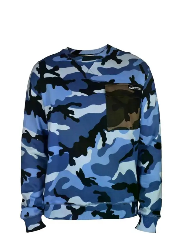 Valentino Garavani Camouflage Chest Pocket Sweatshirt - Blue