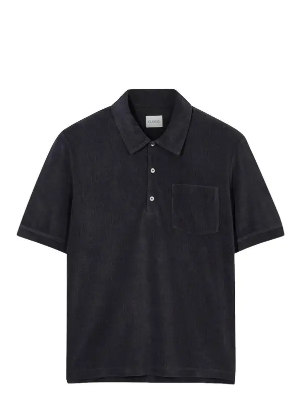 Closed Terry-cloth Chest-pocket T-shirt - Black