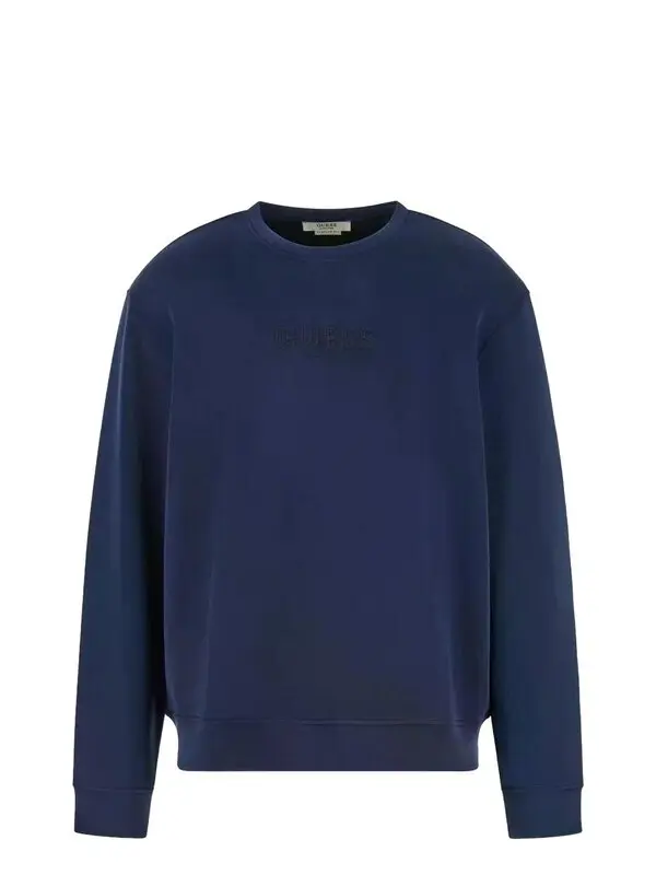 Guess Embossed Crew Neck Sweatshirt - Blue