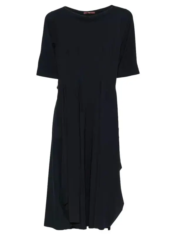High Crew-neck Midi Dress - Blue