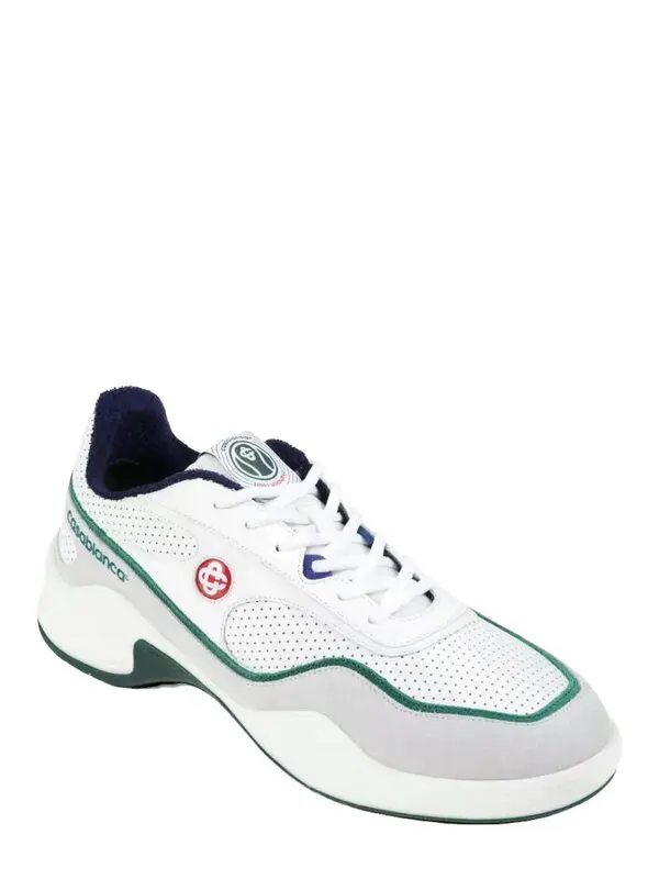 Casablanca Court Championship Lace-up Leather Sneakers - White