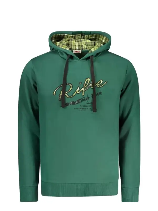 RIFLE Logo Detail Drawstring Hoodie - Green