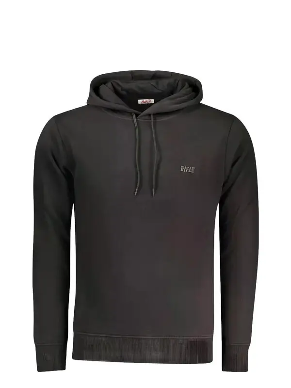 RIFLE Logo Detail Drawstring Hoodie - Black