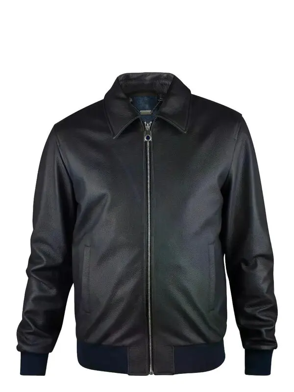 BILLIONAIRE Zip-up Leather Jacket - Black