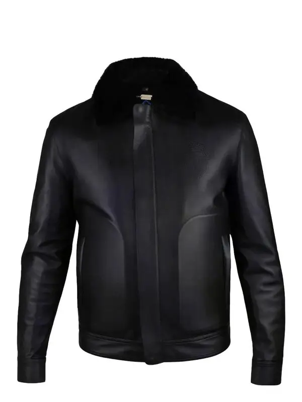 BILLIONAIRE Long-sleeved Leather Jacket - Black