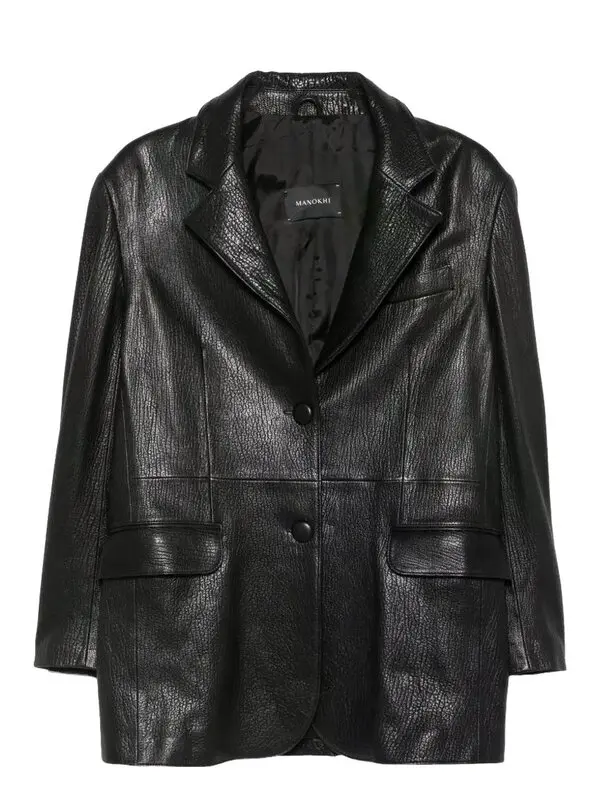 MANOKHI Grainy Effect Button-fastening Jacket - Black