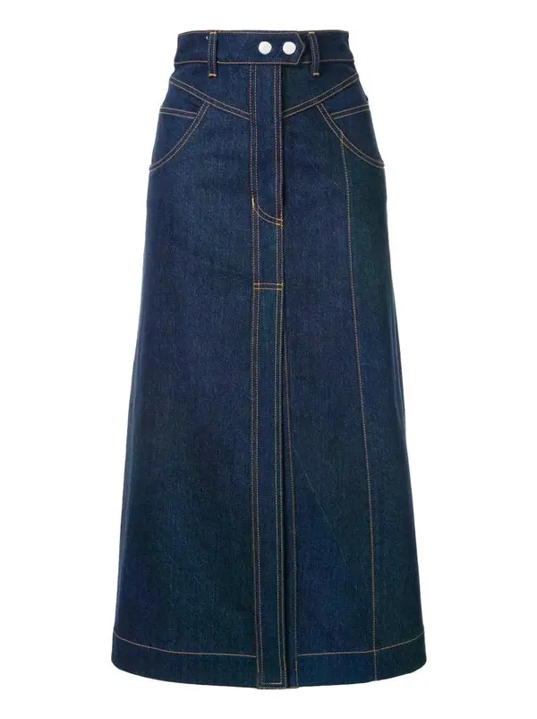 ELLERY Traffic Panelled Denim Skirt - Blue