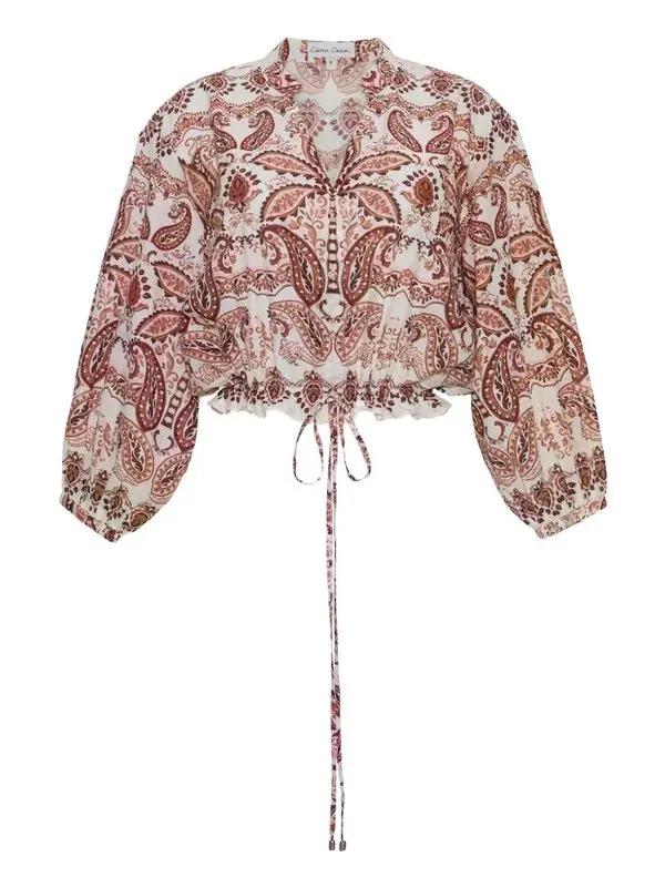 Cara Cara Perrin Paisley-print Cotton Top - White