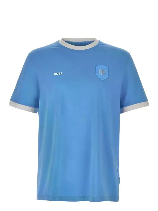 BOSS Logo-patch Contrast-trim T-shirt - Blue