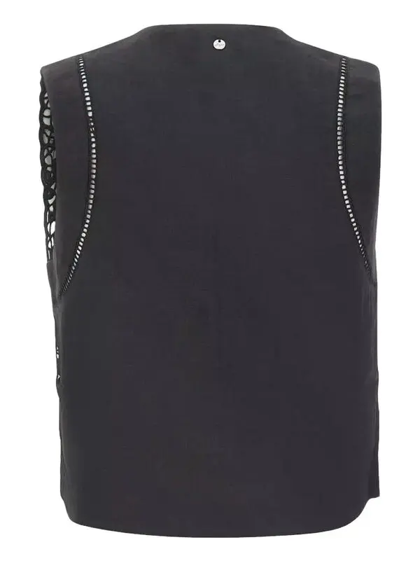 BOSS Embroidered Tie-fastening Sleeveless Top - Black