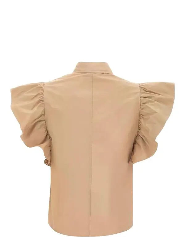 KAOS Cropped Ruffled Shirt - Brown