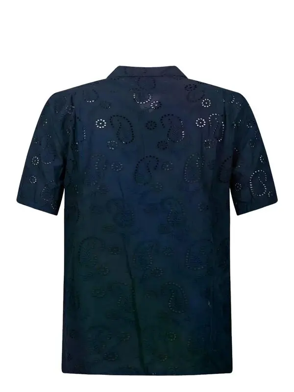 MC2 SAINT BARTH Broderie-anglaise Paisley-pattern Shirt - Blue