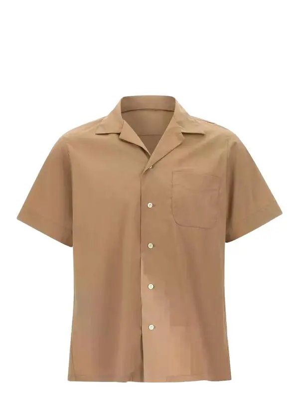 PERFECTION Short-sleeved Chest-pocket Shirt - Brown