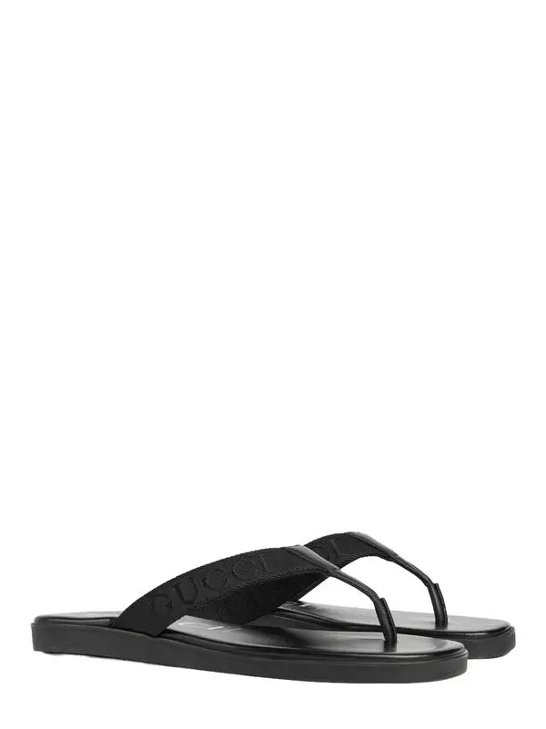 Gucci Logo-embroidered Thong Sandals - Black