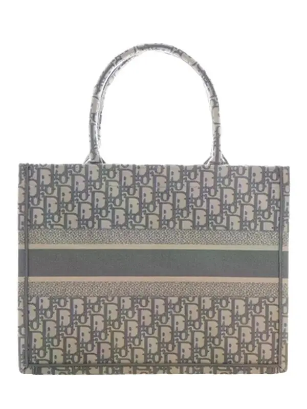 Dior 2025 Medium Oblique Embroidered Canvas Book Tote Bag - Grey
