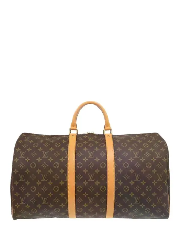 LOUIS VUITTON Monogram Keepall 55 Travel Bag - Brown