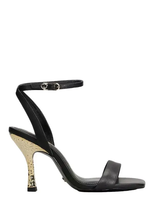 GOLD & ROUGE Embossed-heel Sandals - Black