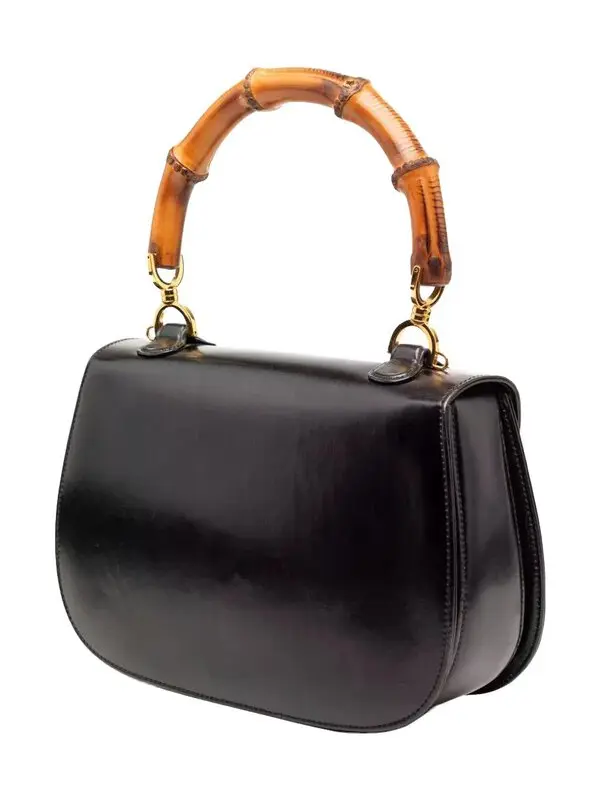 Gucci Calfskin Bamboo Night Satchel - Black