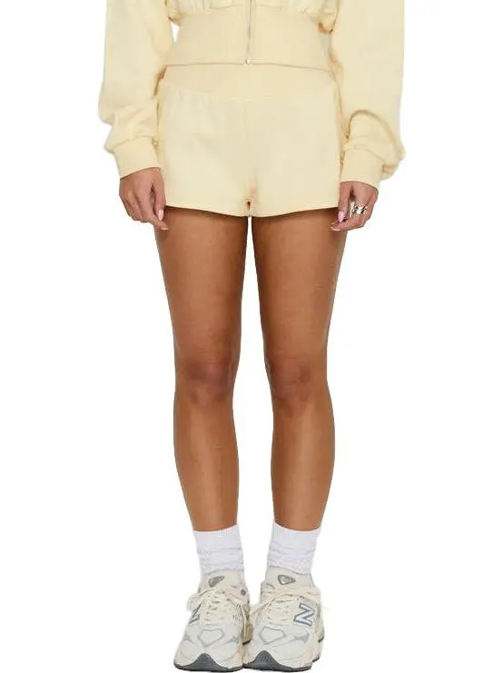 Princess Polly Daybreak Rib Waist Shorts - Buttercream