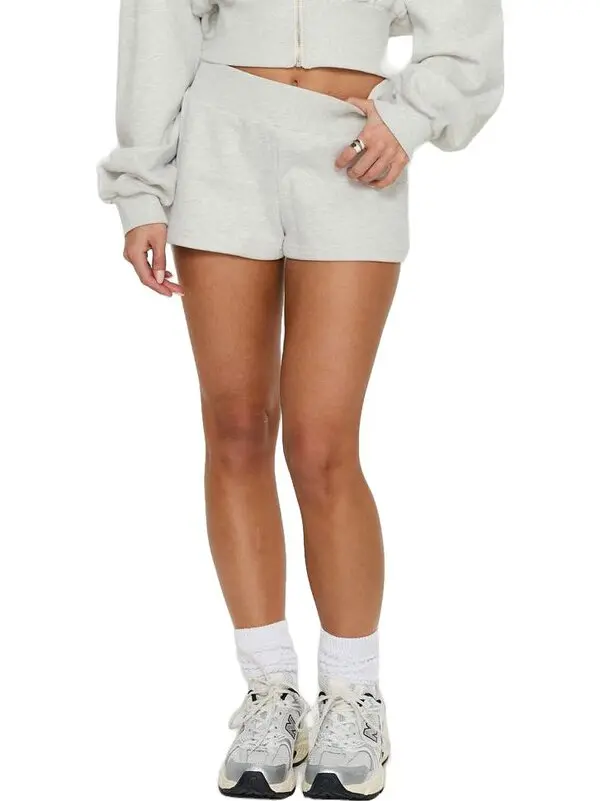 Princess Polly Daybreak Rib Waist Shorts - Snow Marle