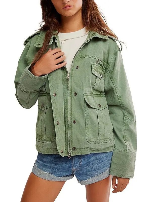 Free People Kali Washed Jacket - Forest Run