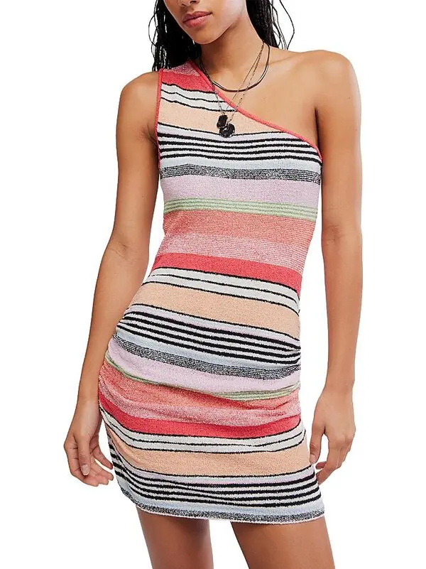 Free People Striped Sweater Mini Dress - Peach Combo