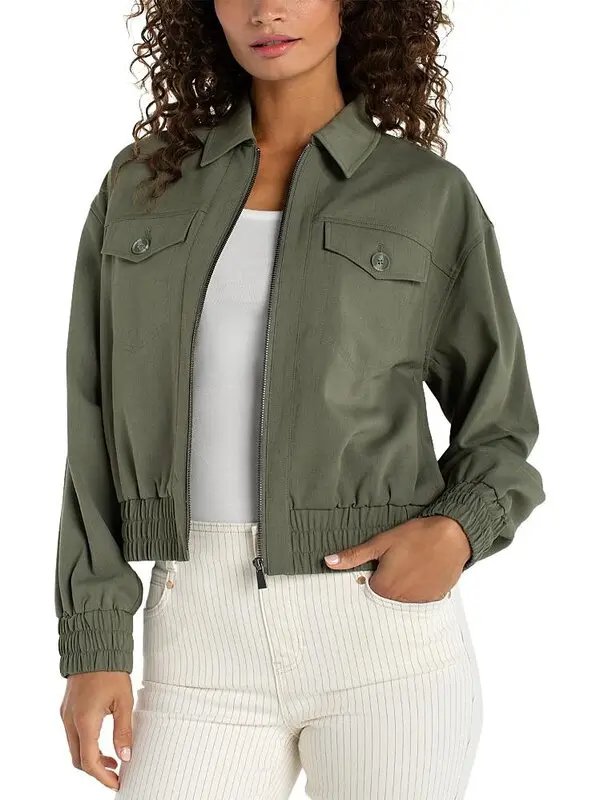 LIVERPOOL Zip-front Utility Jacket With Collared Neck - Martini Olive