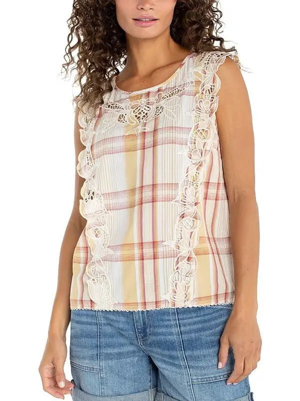 LIVERPOOL Embroidered Dolman Cap Sleeve Top - Gold Mauve Multi