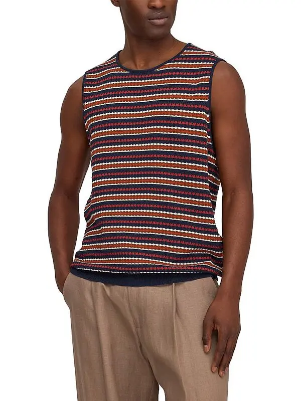 Nn07 Striped Knit Tank Top - Navy Multi