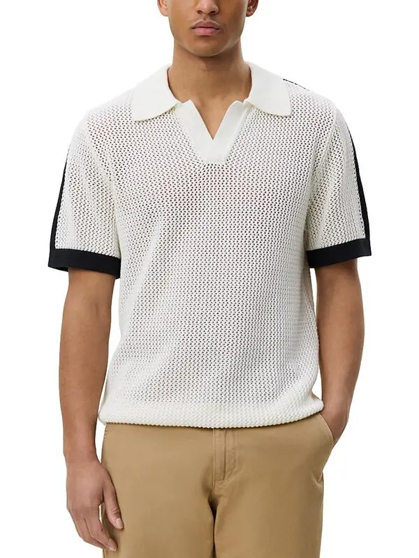 LES DEUX Logo Grid Knitted Polo - Light Ivory