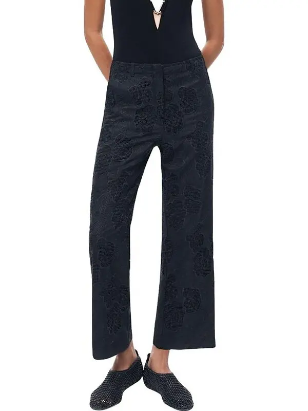 NOCTURNE Printed Relaxed Straight-leg Pants - Black