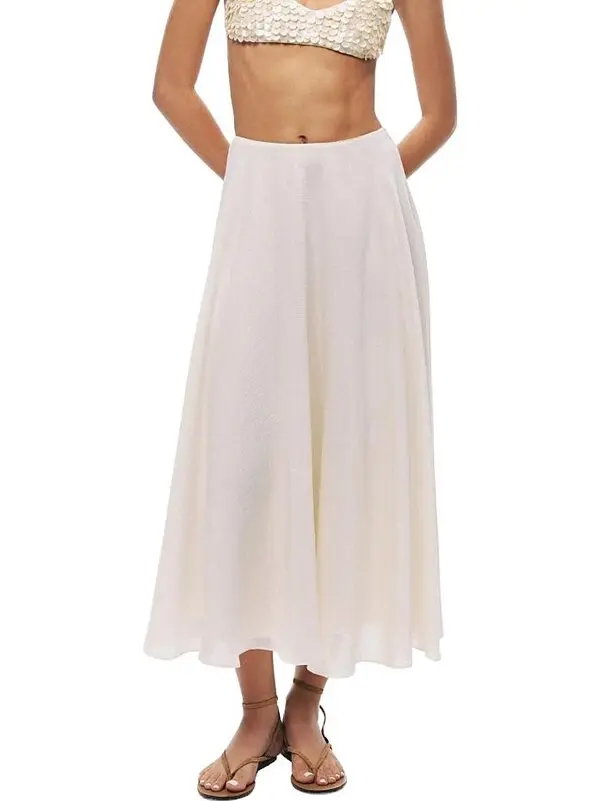 NOCTURNE Flowy High-waisted Midi Skirt - Open White