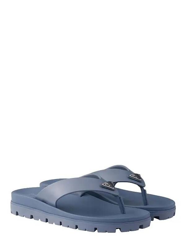 Prada Rubber Thong Sandals With Lug Sole - Blue