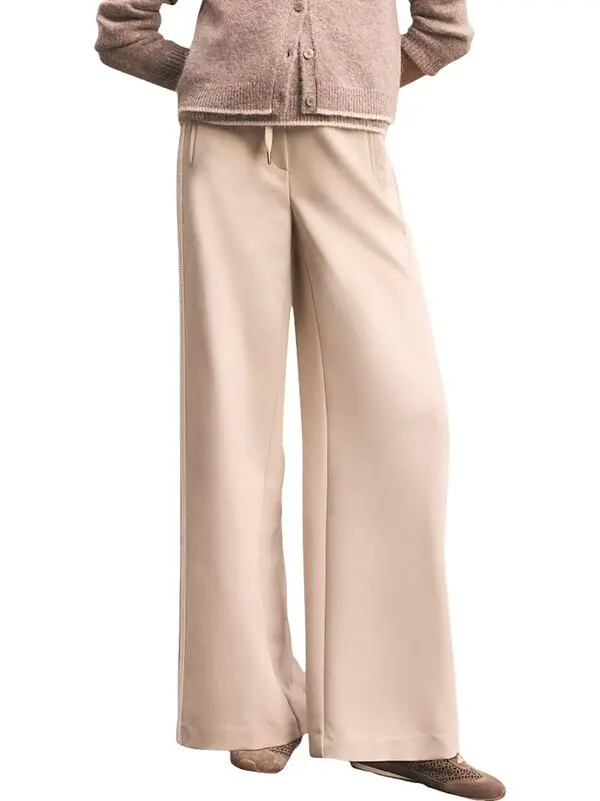 Mint Velvet Crochet Side Stripe Wide Leg Joggers - Neutral