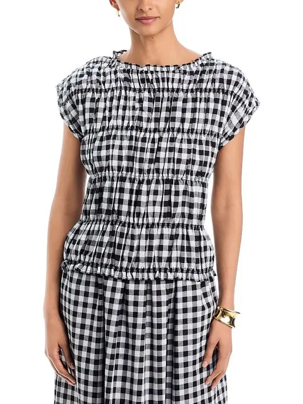 A.REN Maelle Gingham Top - Black