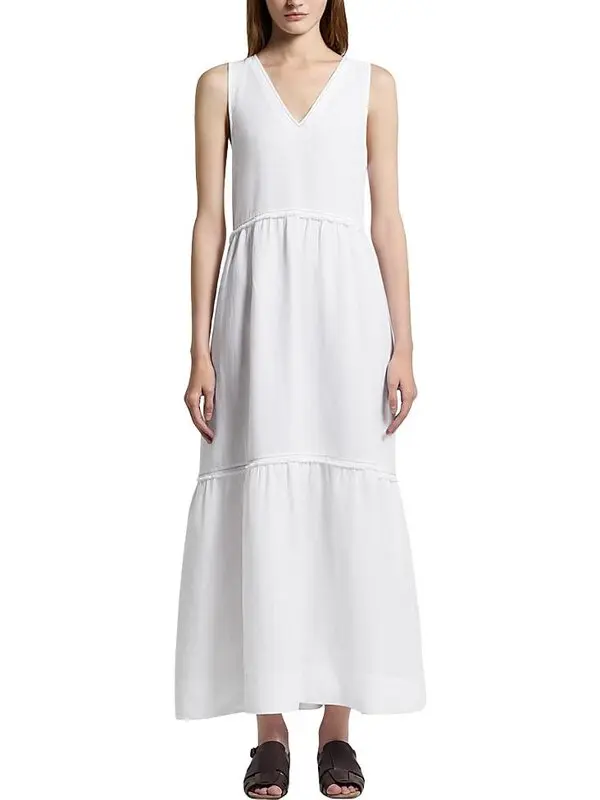Peserico V-neck Maxi Dress - Natural White