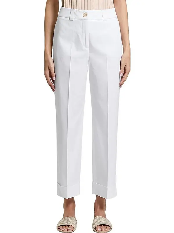 Peserico Cropped Cuffed Tailored Pants - Natural White