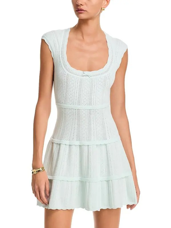LoveShackFancy Laighton Knit Tiered Dress - Dusty Lagoon